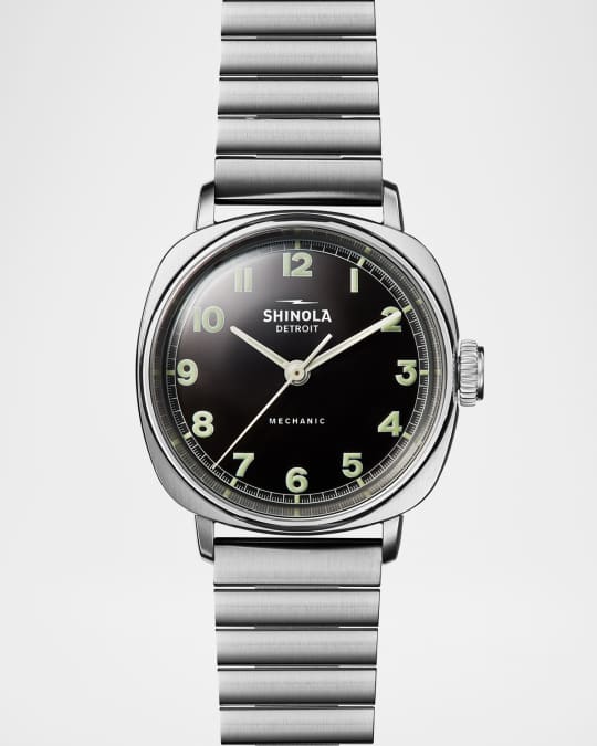 Shinola Mechanic Stainless Steel Bracelet Watch, 39mm | Neiman Marcus