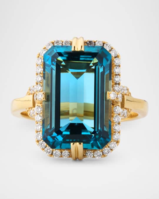 Goshwara Gossip Emerald-Cut London Blue Topaz Statement Ring with ...