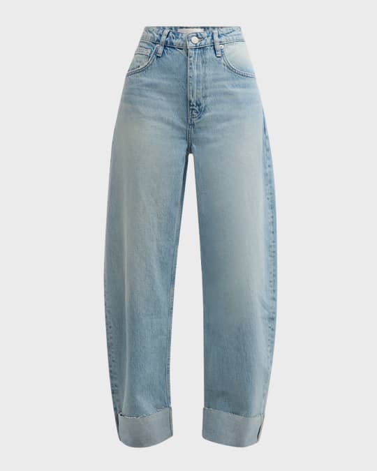 FRAME Long Barrel Raw Cuff Jeans | Neiman Marcus