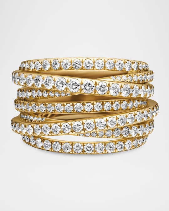 David Yurman Pave Crossover Ring with Diamonds in 18K Gold, 16mm ...