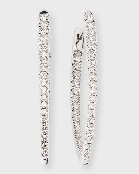 Memoire 18K White Gold Imperial Diamond Hoop Earrings, 1.60tcw | Neiman ...