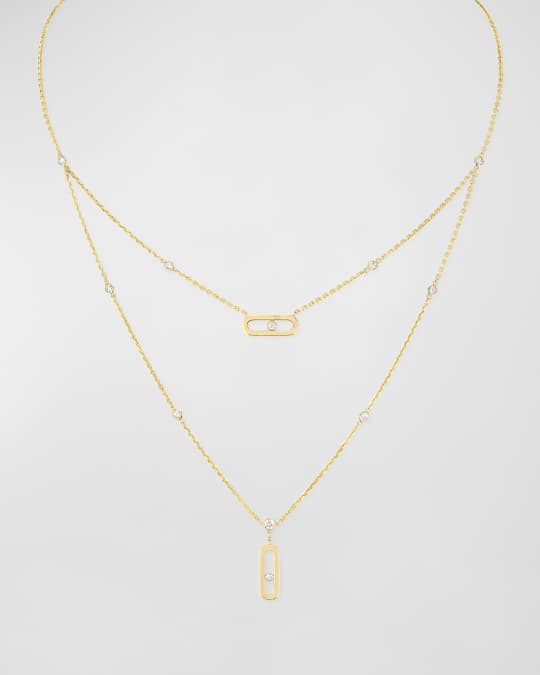 Messika Move Uno 18K Yellow Gold 2-Row Diamond Necklace | Neiman Marcus