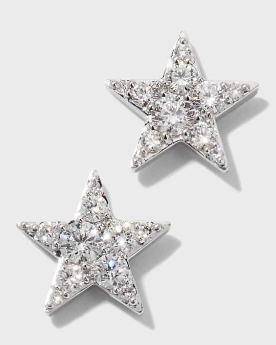 Memoire White Gold Luna Pave Diamond Star Earrings, 0.35-0.40tcw ...