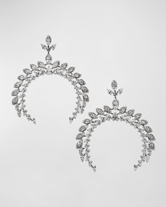 Messika WHITE GOLD DIAMOND CRESCENT EARRINGS | Neiman Marcus