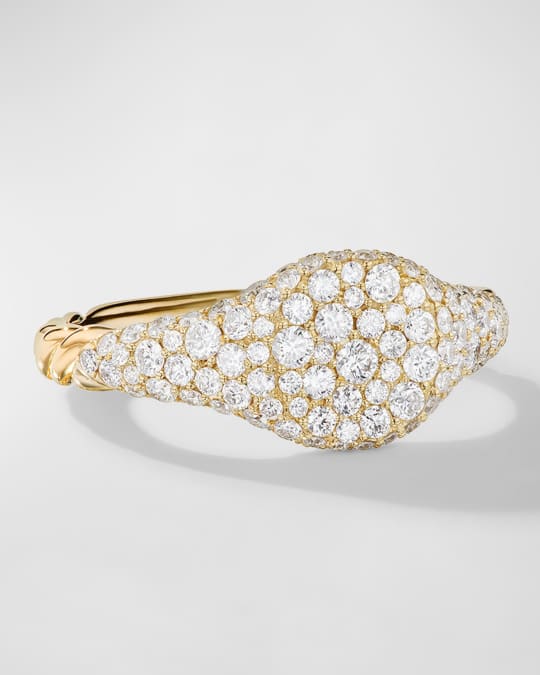 David Yurman Sculpted Cable Pinky Ring with Diamonds in 18K Gold, 7mm ...
