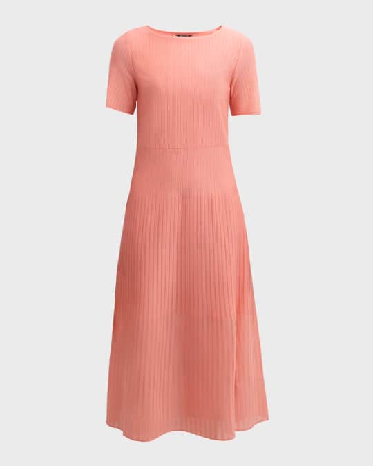 Misook Fit-&-Flare Burnout Knit Midi Dress | Neiman Marcus