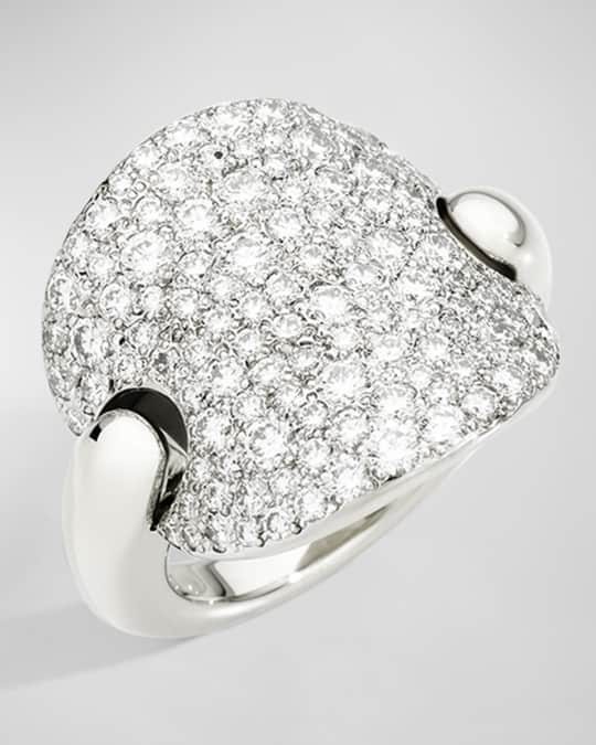Pomellato Sabbia 18K White Gold Curved Diamond Ring | Neiman Marcus