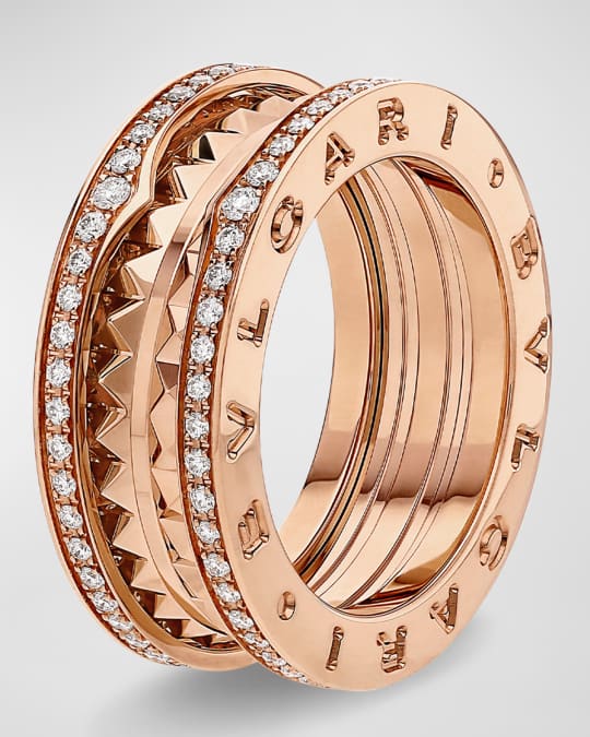 BVLGARI B.Zero1 Rock Studded Diamond Pave Ring in 18K Rose Gold ...