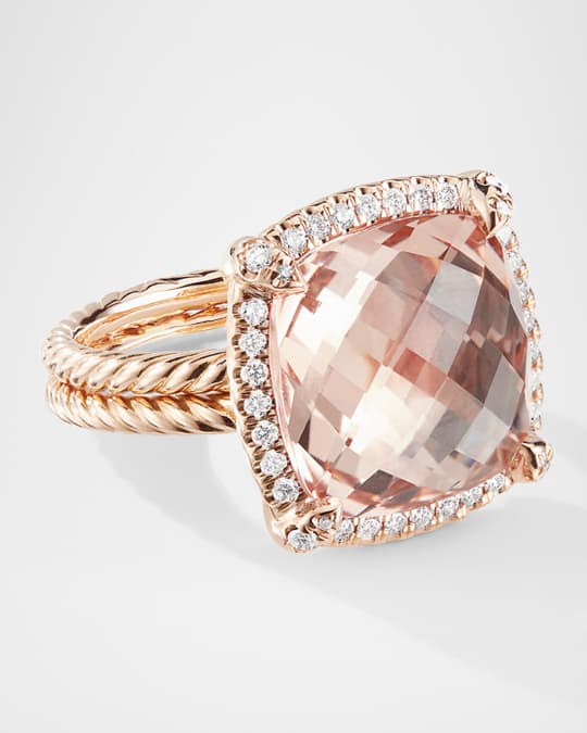 David Yurman Chatelaine Pave Bezel Ring in 18K Rose Gold with Morganite ...