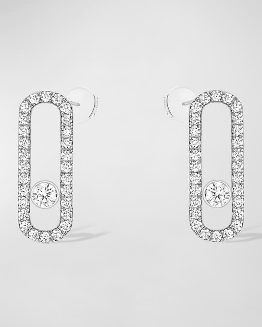 Messika Move Uno 18K White Gold Diamond Pave Stud Earrings | Neiman Marcus