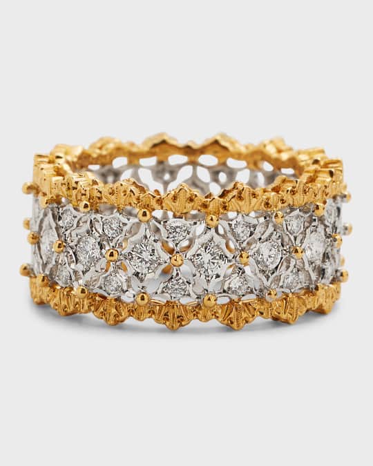 Buccellati Yellow and White Gold Eternelle Band with Diamonds, Size 7 ...