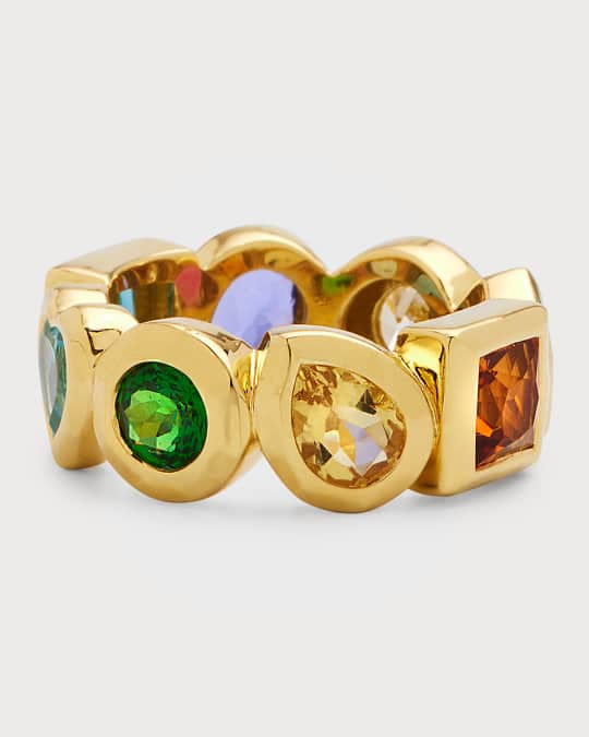 Ippolita 18K Gold Caramella Rainbow Stone Ring with Diamond, Size 7 ...