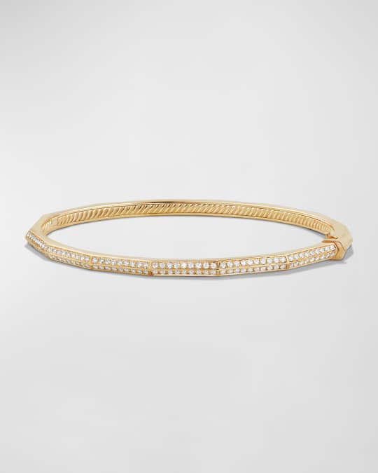 David Yurman Stax 18k Gold Faceted Bracelet with Diamonds | Neiman Marcus
