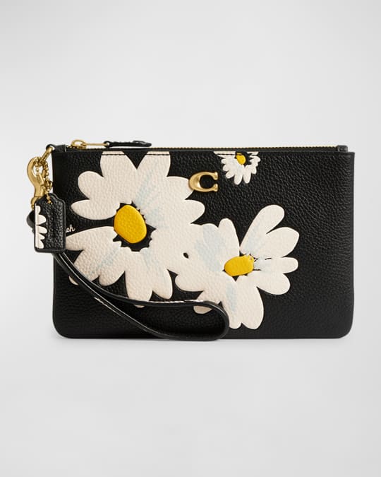 Coach Small Floral-Print Leather Wristlet | Neiman Marcus