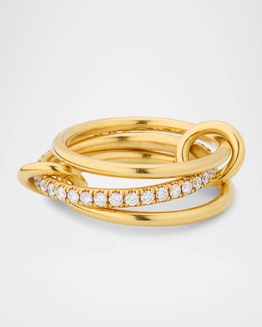 Spinelli Kilcollin 18K Yellow Gold Connected 3-Link Diamond Pave Ring ...