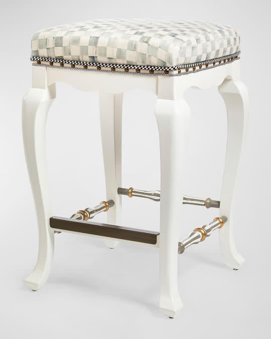 MacKenzie-Childs Sterling Check 26" Counter Stool | Neiman Marcus
