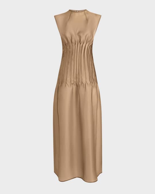 Khaite Wes Pleated Silk Maxi Dress | Neiman Marcus