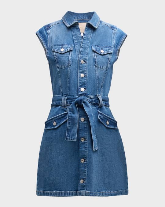 PAIGE Jaxsyn Mini Denim Shirtdress | Neiman Marcus