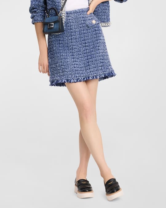 kate spade new york gabrielle pearly-embellished tweed mini skirt ...