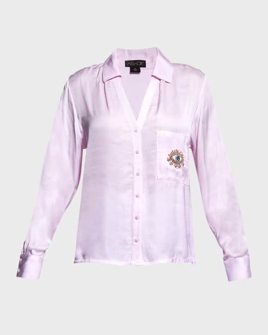 AS by DF Evil Eye Satin Blouse | Neiman Marcus