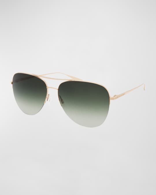 Barton Perreira Chevalier Green Titanium Aviator Sunglasses | Neiman Marcus