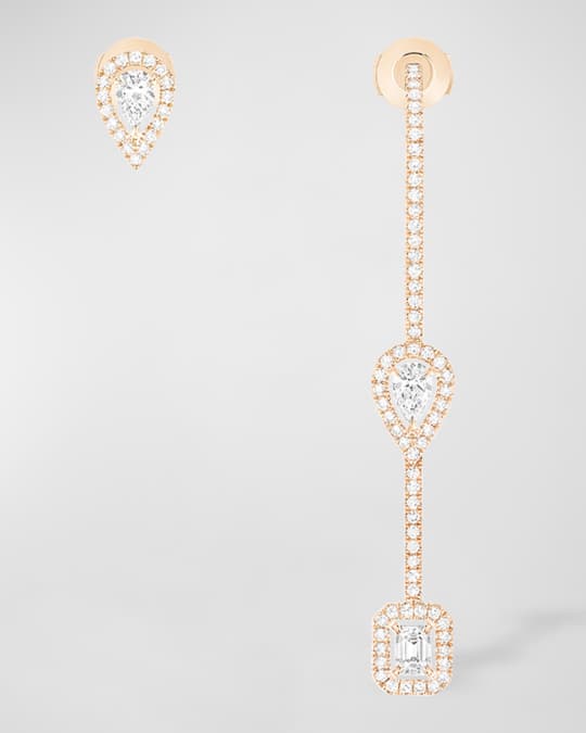 Messika My Twin 18K Rose Gold Diamond Mismatch Earrings | Neiman Marcus