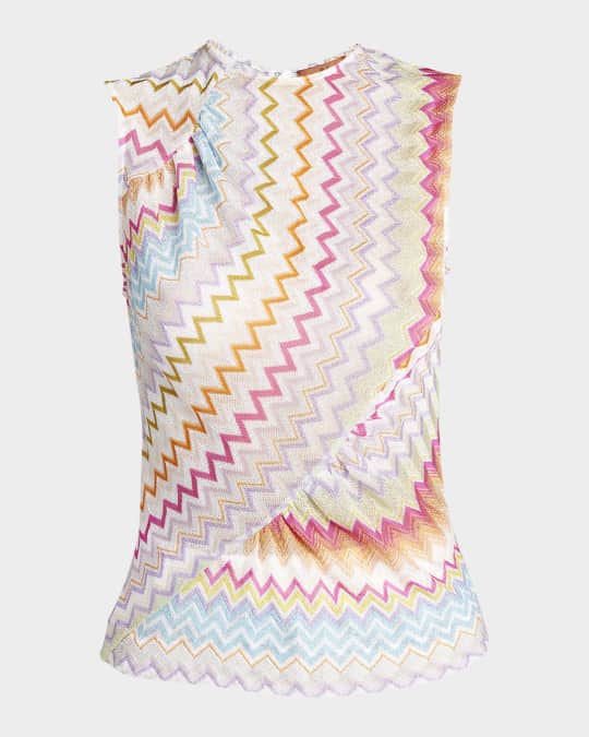 Missoni Paneled Metallic Chevron Knit Sleeveless Top | Neiman Marcus