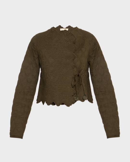 Ulla Johnson Zofia Short Quilted Scalloped Wrap Jacket | Neiman Marcus