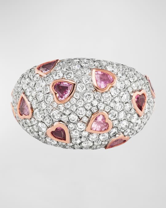 Emily P. Wheeler Sparkle Dome 18K Gold Diamond and Pink Sapphire Heart ...