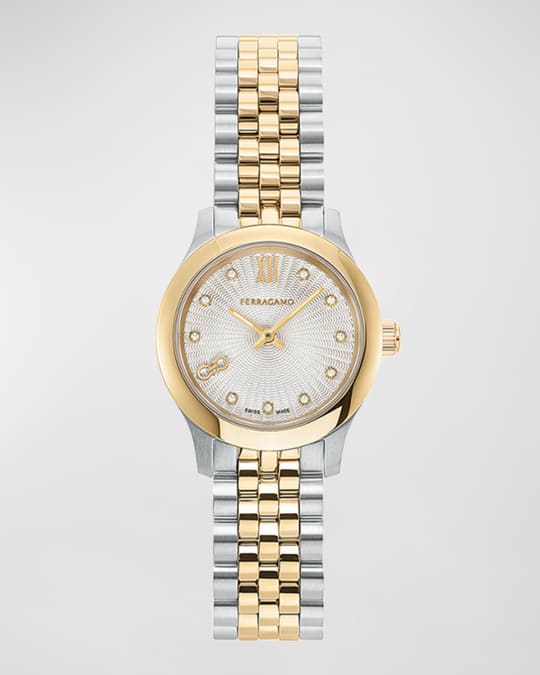 Ferragamo 25mm Ferragamo Duo Mini Watch with Silver Dial, Two Tone ...