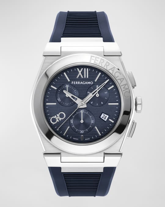 Ferragamo Vega Chrono Rubber-Strap Watch, 42mm | Neiman Marcus