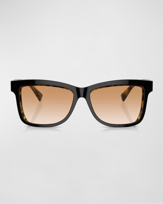 Brunello Cucinelli Logo Acetate Butterfly Sunglasses | Neiman Marcus