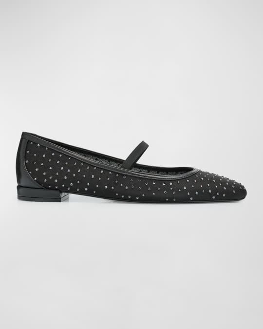 Stuart Weitzman Arabella Mesh Stud Ballerina Flats | Neiman Marcus