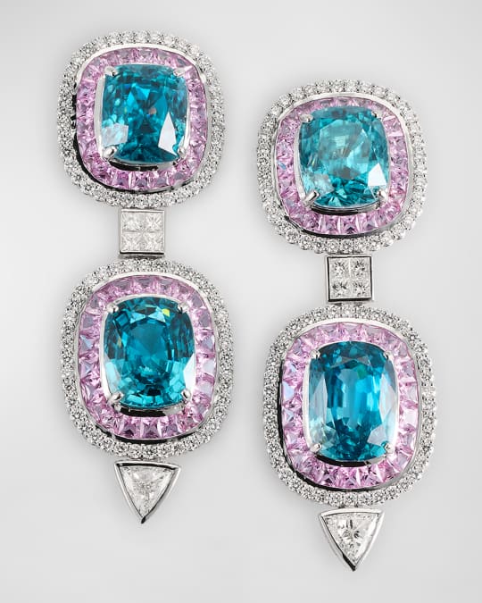 Nini Jewels 18K White Gold Sapphire and Diamond Drop Earrings | Neiman ...