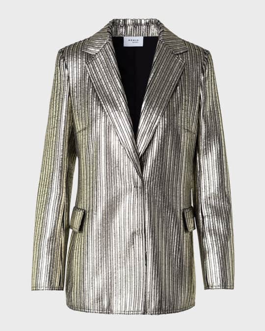 Akris punto Gold Laminated Corduroy Blazer Jacket | Neiman Marcus