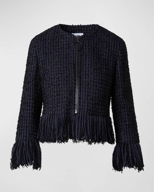 Akris punto Fringe Chunky Tweed Crop Jacket | Neiman Marcus
