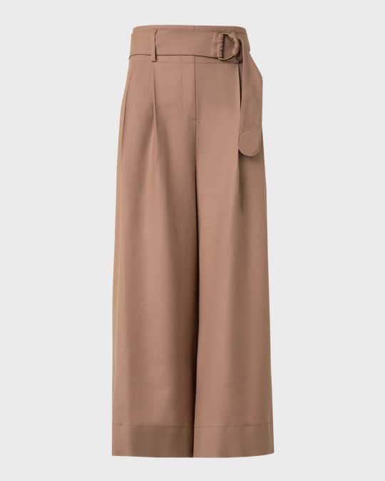 Akris punto Fiorella Belted Wide-Leg Culotte Pants | Neiman Marcus