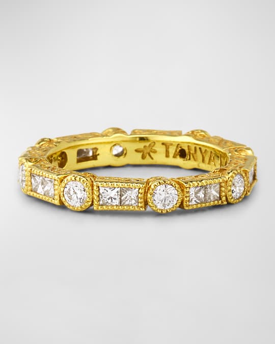 Tanya Farah Modern Etruscan Diamond Eternity Bezel Stack Ring | Neiman ...