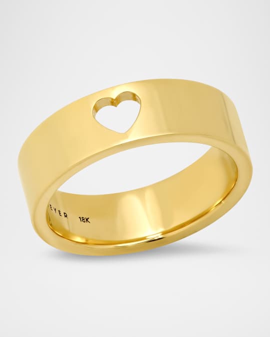 Jennifer Meyer 18K Yellow Gold Wide Ellen and Cut Out Heart Band ...