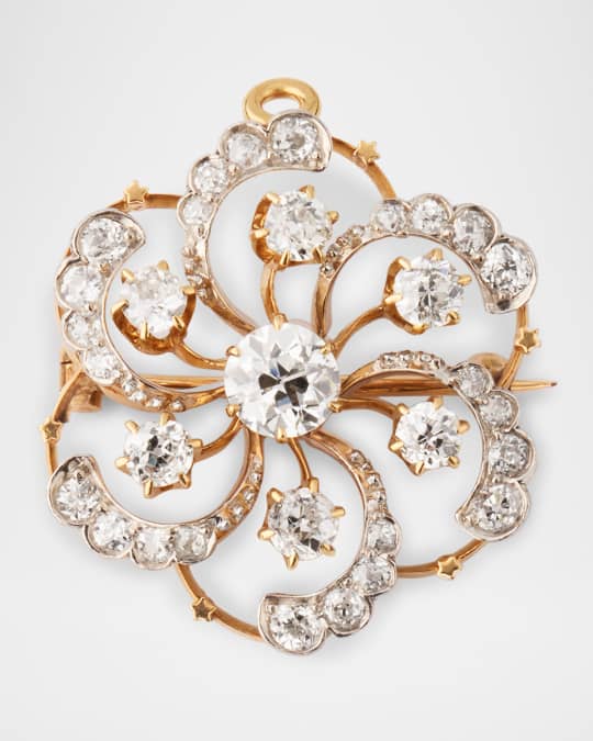 NM Estate Estate Platinum and 18K Yellow Gold Diamond Edwardian Scroll ...