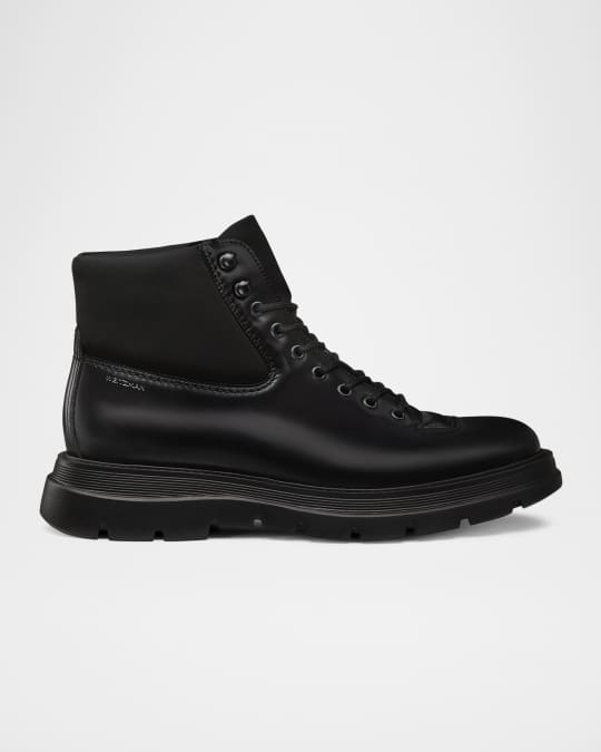 Stuart Weitzman Men's Adam Leather and Neoprene Combat Boots | Neiman ...