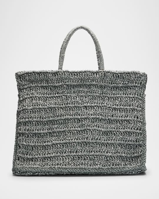 BTB Los Angeles Stella Metallic Straw Box Tote Bag | Neiman Marcus