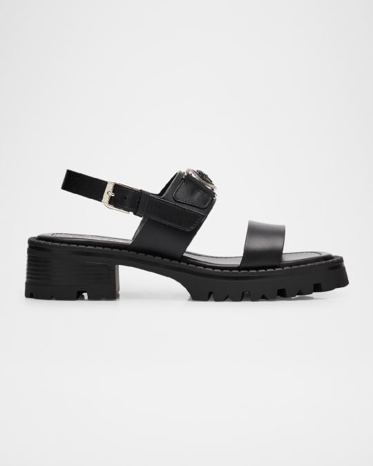 Versace Medusa Buckle Leather Sandals | Neiman Marcus