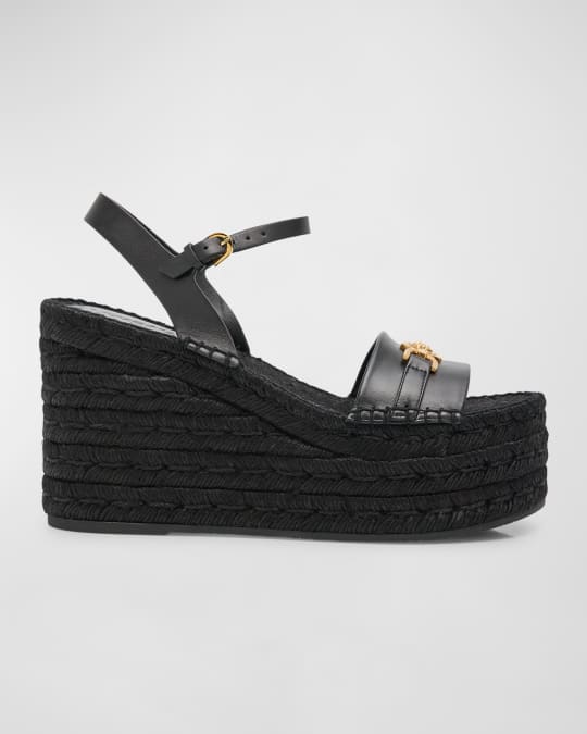 Versace Medusa Leather Wedge Espadrille Sandals | Neiman Marcus