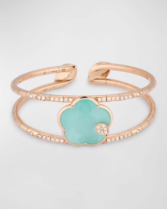 Pasquale Bruni 18k Rose Gold Cuff Bracelet with Diamonds | Neiman Marcus