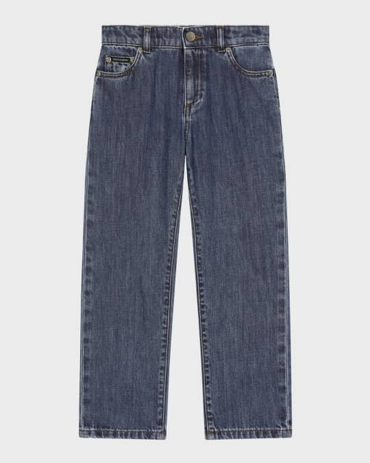 Dolce&Gabbana Boy's Logo-Plaque Jeans, Size 4-6 | Neiman Marcus