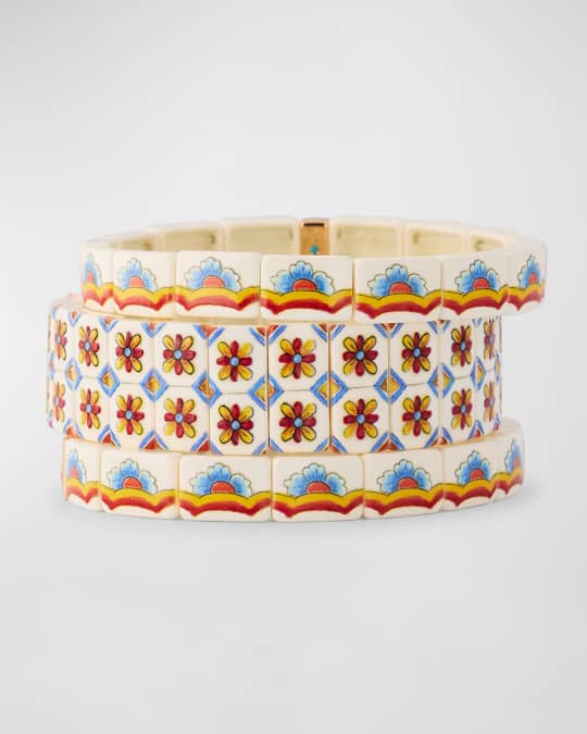 Roxanne Assoulin Textural Flower Tile Print Bracelet, Set of 4 | Neiman ...
