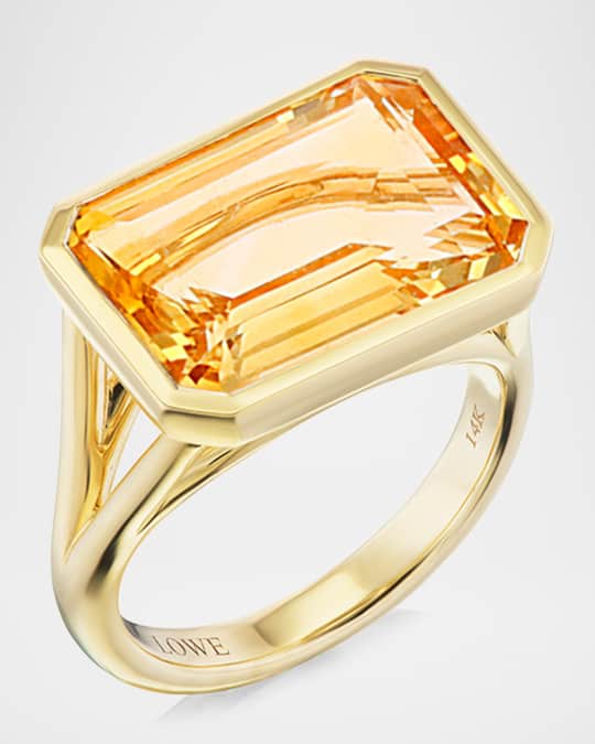 Sheryl Lowe The Joni 14K Gold Emerald-Cut Citrine Ring | Neiman Marcus