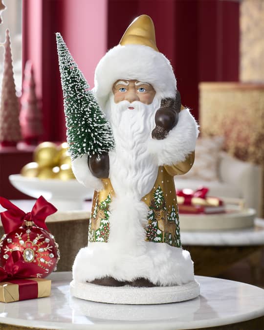 Neiman Marcus Gold Santa with Tree Scene | Neiman Marcus