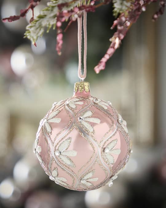 Neiman Marcus Floral Pink Opal Ball Christmas Ornament | Neiman Marcus